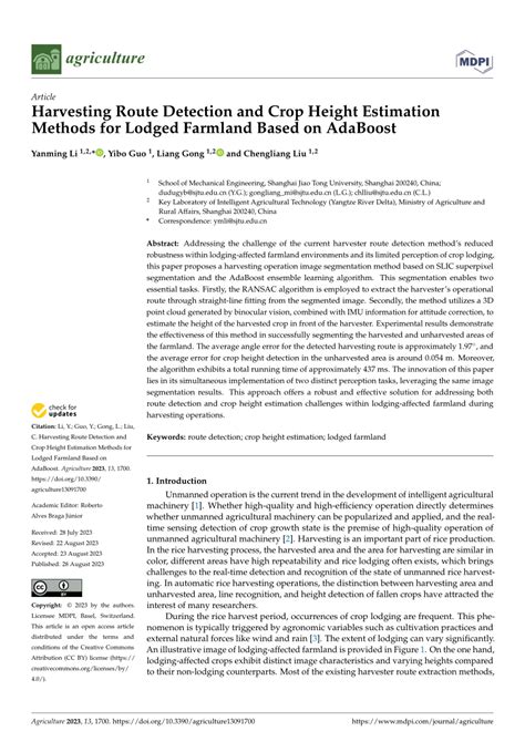 Pdf Harvesting Route Detection And Crop Height Estimation Methods For