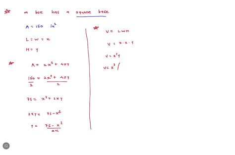 Solved Determine The Dimensions Of A Rectangular Solid With A Square