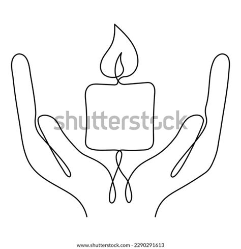 Burning Candle On Human Hands Continuous Stock Vector Royalty Free