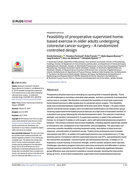 Feasibility Of Preoperative Supervised Home Based Exercise In Older Adults Undergoing