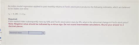 Solved An Index Model Regression Applied To Past Monthly