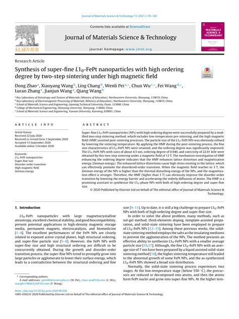 Pdf Synthesis Of Super Fine L1 0 Fept Nanoparticles With High Ordering Degree By Two Step