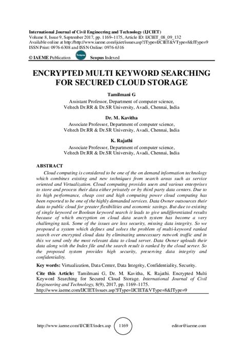 Pdf Encrypted Multi Keyword Searching For Secured Cloud Storage