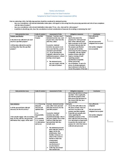 Template Dpia Download Free Pdf Personally Identifiable Information