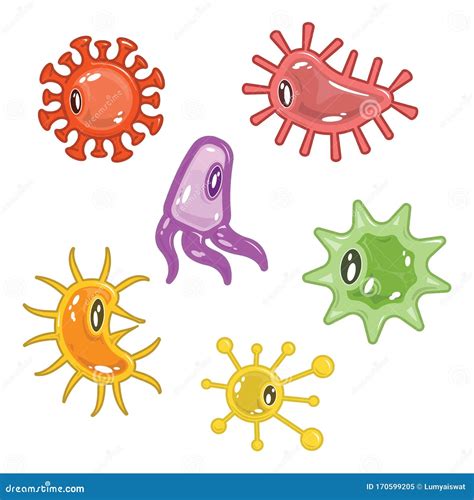 Different Microorganisms Isolated On White Background Vector