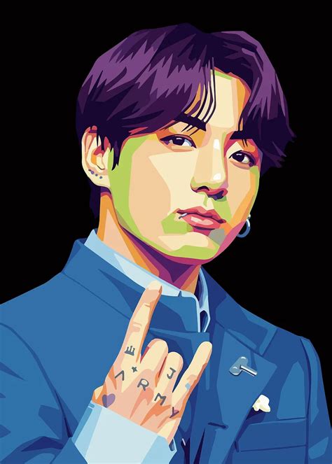 Jungkook Portrait In Pop Art Style Poster Picture Metal Print