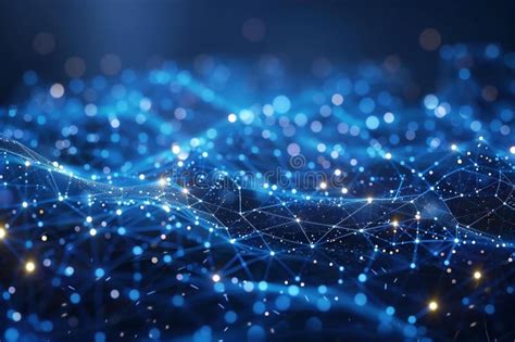 Abstract Blue Background With Glowing Connection Lines And Dots For Technology Stock