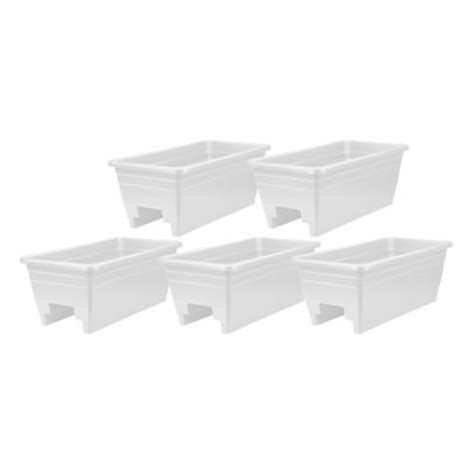 Hc Companies 24 Inch Deck Rail Box Planter With Drainage Holes White