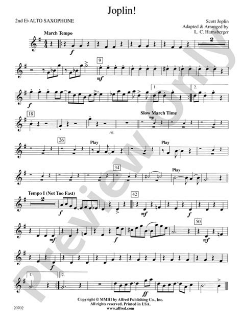 Joplin 2nd E Flat Alto Saxophone 2nd E Flat Alto Saxophone Part