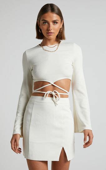 Evelenna Split Mini Skirt In Stone Showpo Usa
