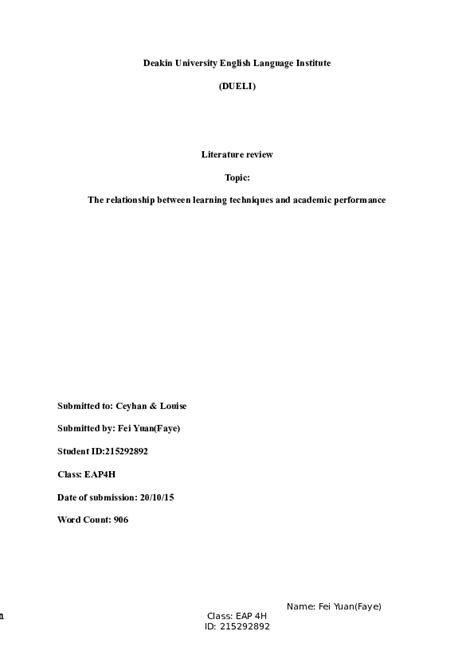 Doc The Relationship Between Learning Techniques And Academic Performance