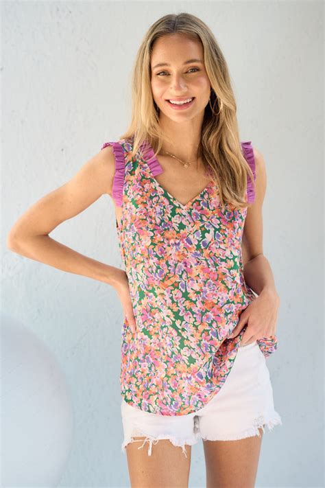 Ruffle Sleeve Tank The Dainty Cactus Boutique