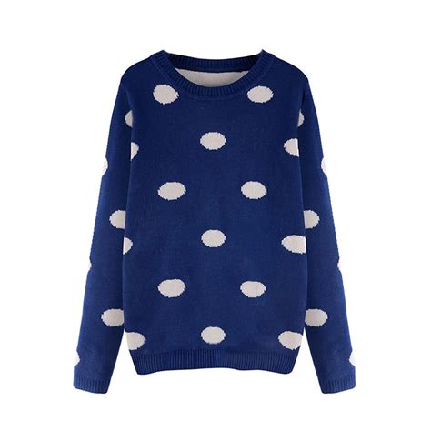 Ladies Polka Dot Pattern Warm Winter Sweaters 2017 Fashion Women