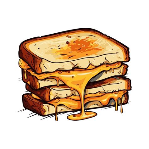 Ilustración de vector de comida de sándwich de queso a la parrilla