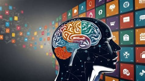 Brain Illustration With Icons Depicting Cognitive Functions Like Memory