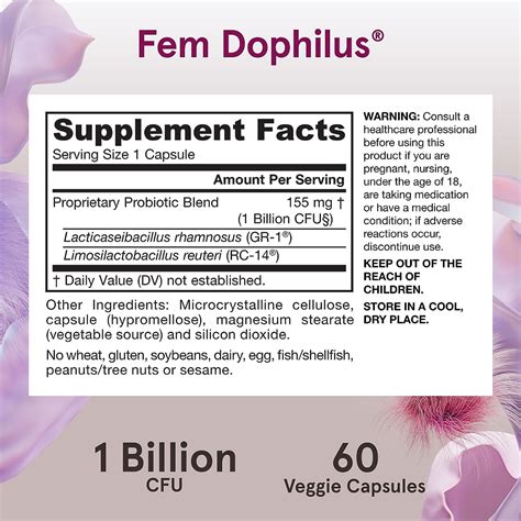 Jarrow Formulas Fem Dophilus 60 Capsules For Vaginal Health And
