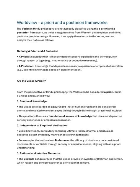 A Priori And A Posteriori Frameworks Pdf A Priori And A Posteriori