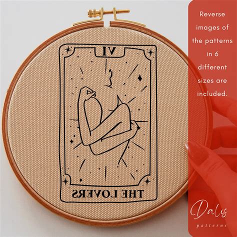 Couple Hand Embroidery Pdf Pattern File The Lovers Tarot Card