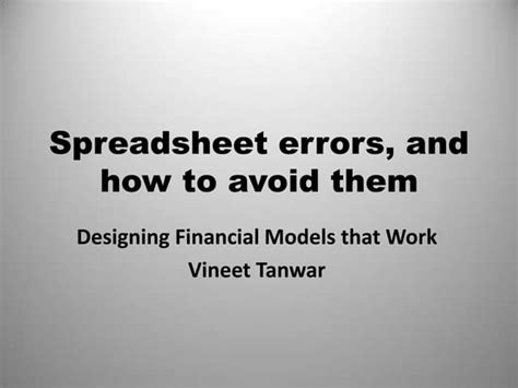 Spreadsheet Errors Pptx Business Business And Finance