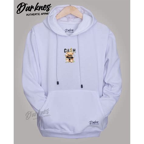 Jual Jaket Hoodie Pria Cod Aesthetic List Cash Bear Warna Putih Sweater