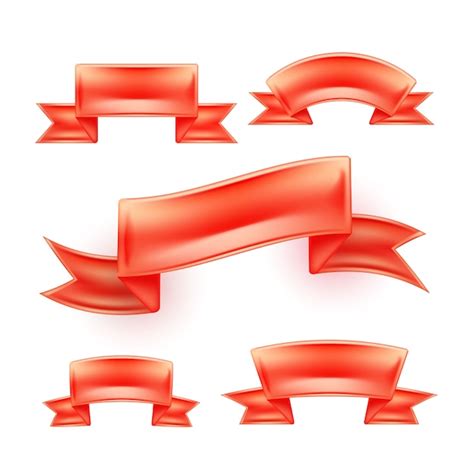 Premium Vector Realistic Glossy Red Ribbon Scroll Set