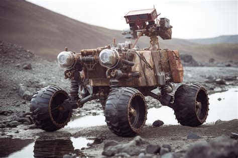 Premium Ai Image Mars Rover Prototype With Advanced Wheels On Rocky
