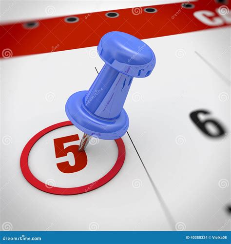 Calendar And Pushpin Stock Illustration Illustration Of Five 40388324