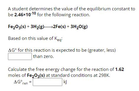 Solved A Student Determines The Value Of The Equilibrium Chegg