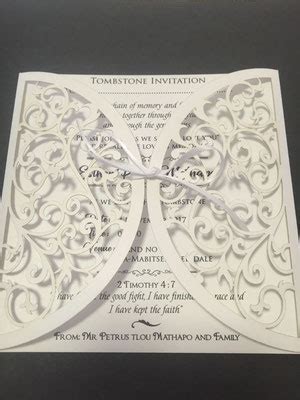 Editable Tombstone Unveiling Invitation Cards South African Emby