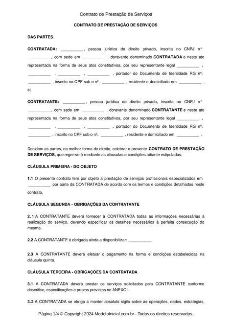 Modelo Contrato De Prestacao De Servicos Lights Crystal