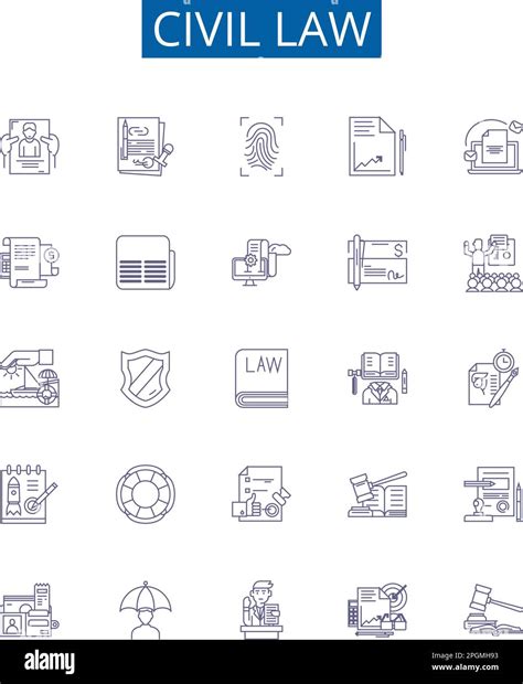 Civil Law Line Icons Signs Set Design Collection Of Civil Law Common
