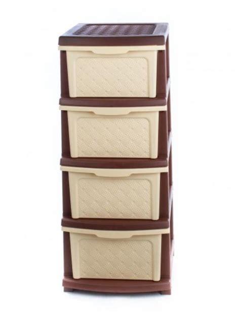 Бежевый пластиковый комод шкафчик тумбочка на 4 ящика — ціна 934 грн у каталозі Комоди Купити