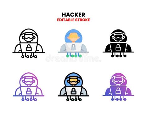 Hacker Cybercrime Icon Set With Different Style Stock Vector