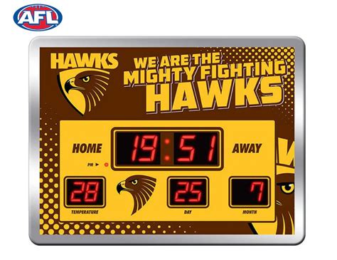 Afl Hawthorn Hawks Glass Scoreboard Led Clock Nz