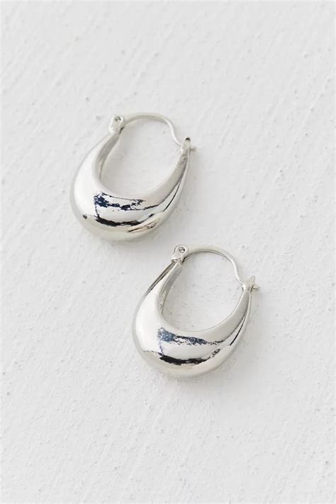 14k Gold Plated Oblong Hoop Earring Urban Outfitters