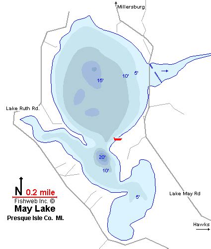 May Lake Map Presque Isle County Michigan Fishing Michigan Interactive™