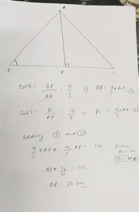 C In A Triangle A B C Ap Is Perpendicular To Bc If B C