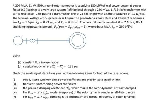 Solved A MVA KV Hz Round Rotor Generator Is Chegg Com