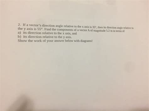 Solved 2 If A Vector S Direction Angle Relative To The X Chegg Com