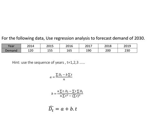 Solved For The Following Data Use Regression Analysis To