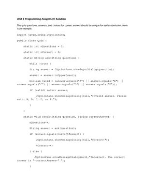 Unit 2 CS 1102 Assignment Unit 2 Control Structures University Of