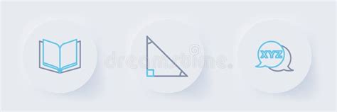 Set Line XYZ Coordinate System Triangle Math And Open Book Icon Vector Stock Vector