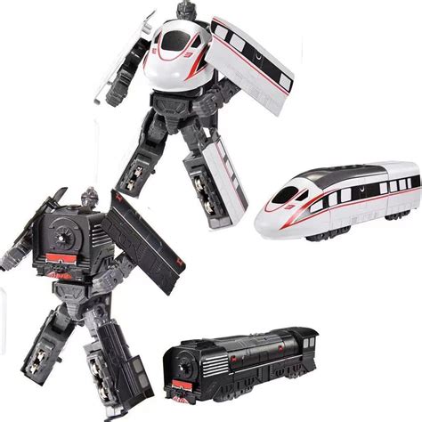 Tiydiygo 2 Pack Train Transformer Figurines Ornaments Retro Train Modern High Speed
