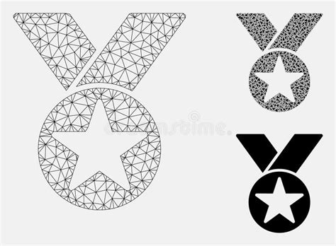 Medal Vector Mesh Carcass Model And Triangle Mosaic Icon Stock Vector Illustration Of Mesh
