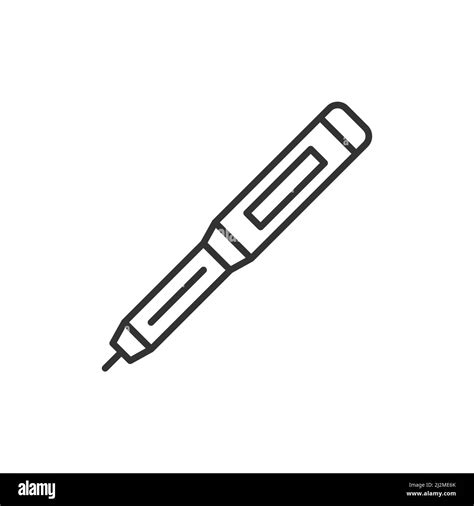 Insulin Injection Pen Line Icon Linear Style Sign For Mobile Concept