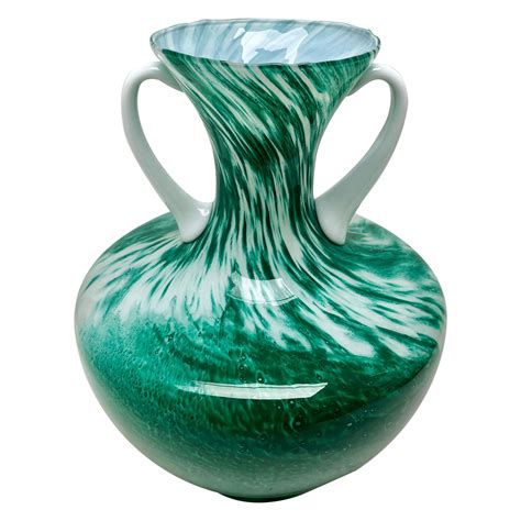 Opaline Florence Opalescent Purple And White Italian Art Glass Vase For