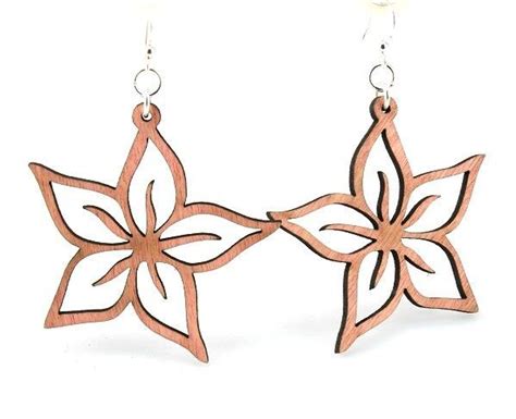 Plumeria Laser Cut Earrings From Reforested Wood Wood Black Etsy