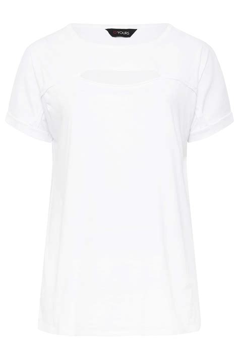 Yours Plus Size White Cut Out T Shirt Yours Clothing