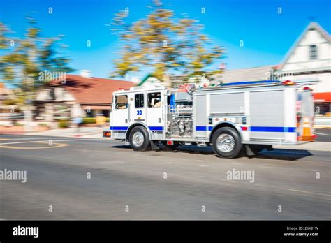 Fire Engine In Street Of Solvang Santa Barbara County California