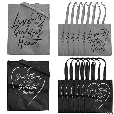 12 X 14 Large Grateful Heart Shopper Tote Bags 12 Pc Oriental